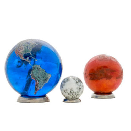 Earth Mars and Moon to Scale Marble Kit | The Space Store