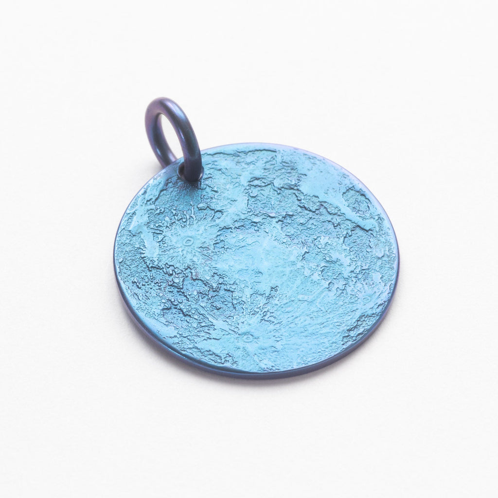 Blue Moon Necklace - 1 in / 26 mm Anodized Niobium Charm or Pendant ...