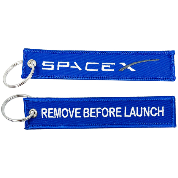 SpaceX REMOVE BEFORE LAUNCH Keychain - Blue