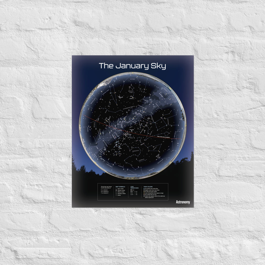 January Sky Map Poster - 16"x20"