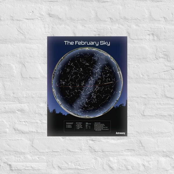 February Sky Map Poster - 16"x20" | The Space Store