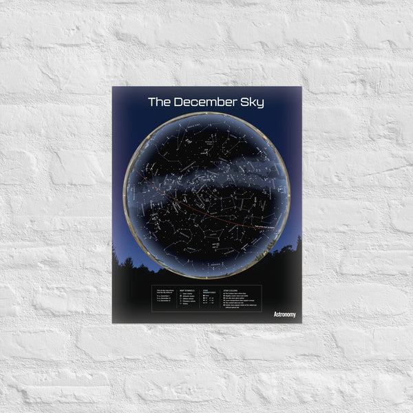 December Sky Map Poster - 16"x20" | The Space Store