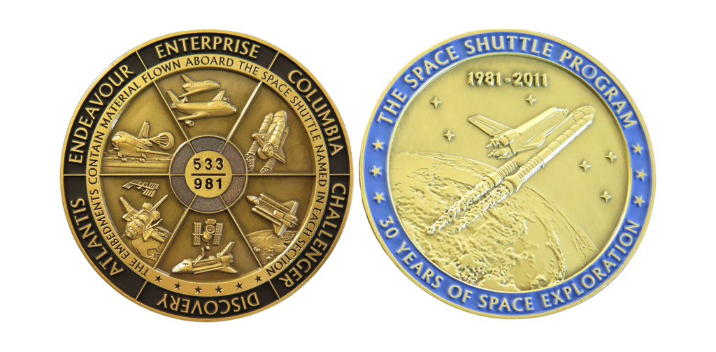 *Space Shuttle medal with VISIBLE flown material from all 6 Space ...