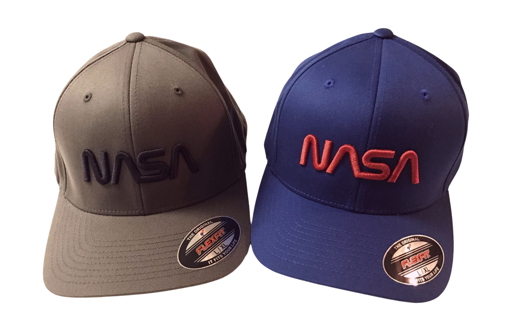NASA Worm Logo Flexfit Structured Twill Cap with 'Puffy' Style Logo ...