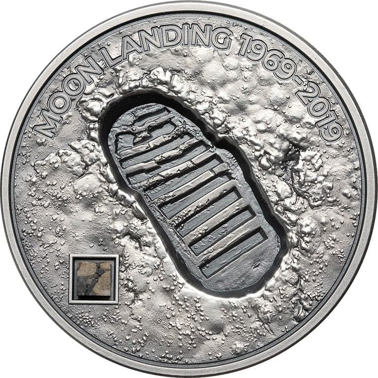 2019 Moon Landing, Apollo Footprint, Meteorite, 1oz, 5$ Cook Islands ...
