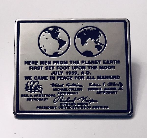 APOLLO 11 LUNAR PLAQUE LEFT ON THE MOON - LAPEL PIN | The Space Store