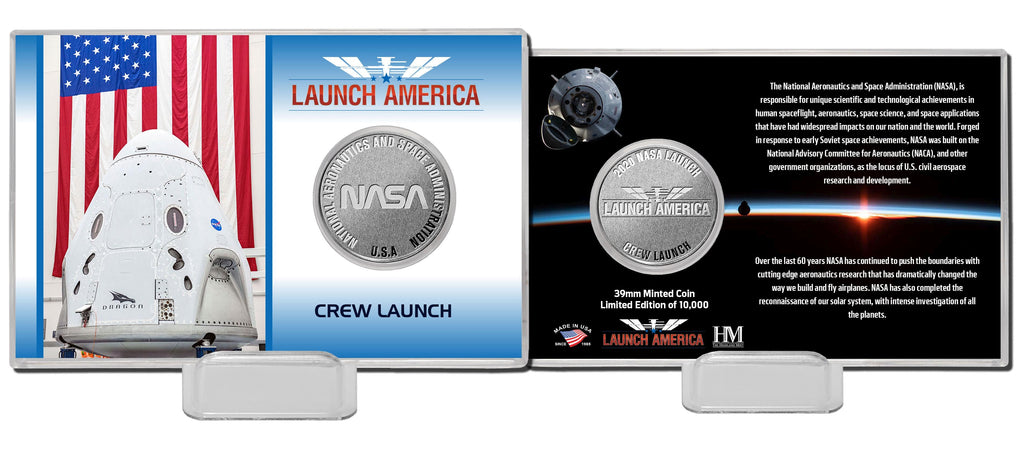 Launch America Spacex Dragon Crew Capsule Silver Coin Photo Mint Card ...