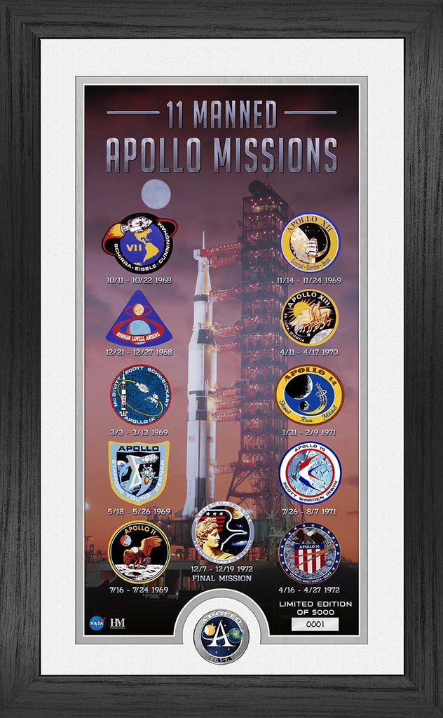 *BEAUTIFUL COLLAGE PHOTO OF THE 11 MANNED APOLLO MISSIONS PATCHES | The Space Store