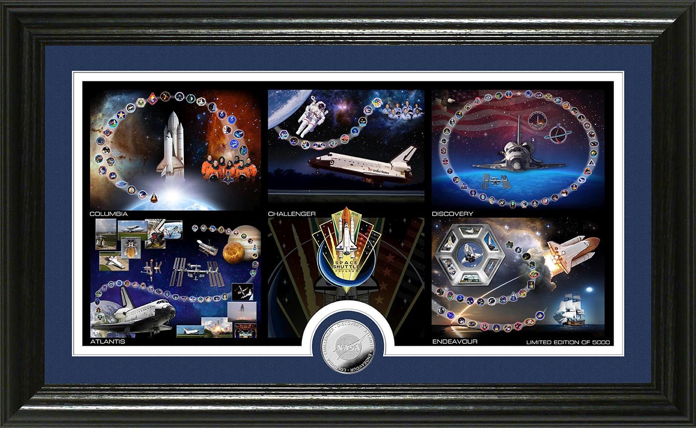 Space Shuttle Frame with the 5 Shuttle Montages with Space Shuttle Coin ...